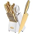 Amazon.com: Marco Almond MA21 Golden Knife Sets, Titanium Coated 14 Pieces Stainless Steel ...