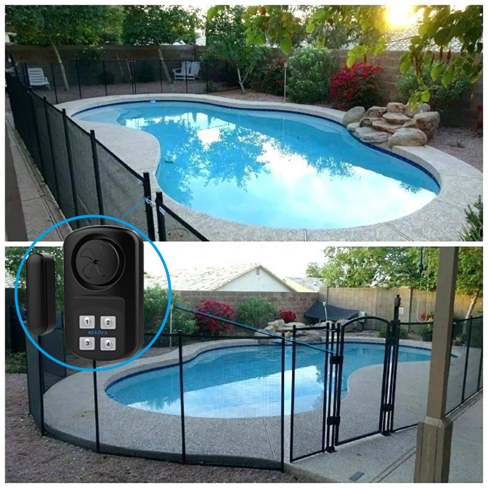 Mua HENDUN Pool Gate Alarm Outdoor Wireless with Remote, 140db Loud ...