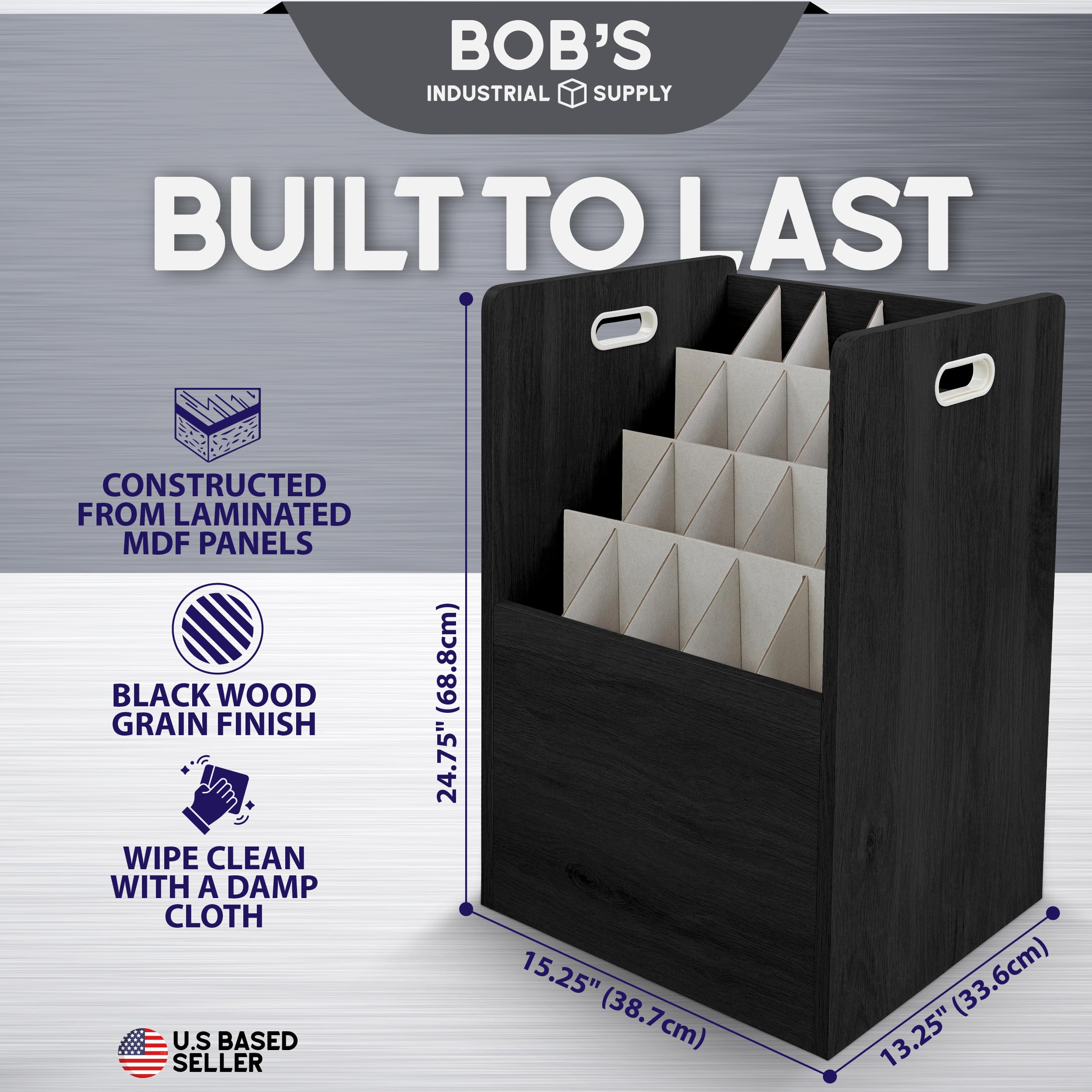 BISupply Blueprint Holder Map Storage On Wheels - 20 Slot Black Rolled ...