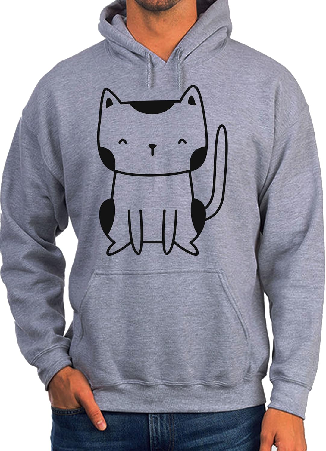 Enjoying Cat Design White Unisex Hoodie: Amazon.co.uk: Clothing