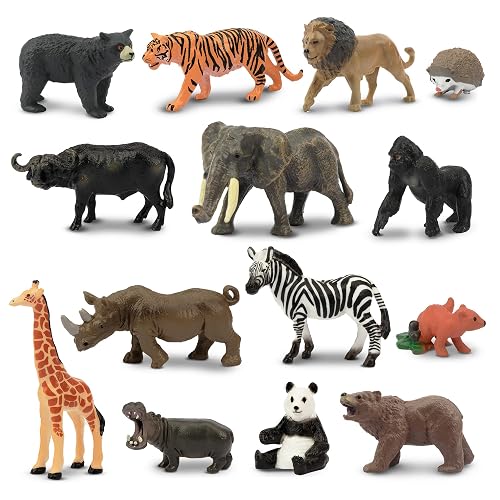 Toymany 14PCS 1-2" Tiny Jungle Animal Figures Toy, Realistic Mini ...