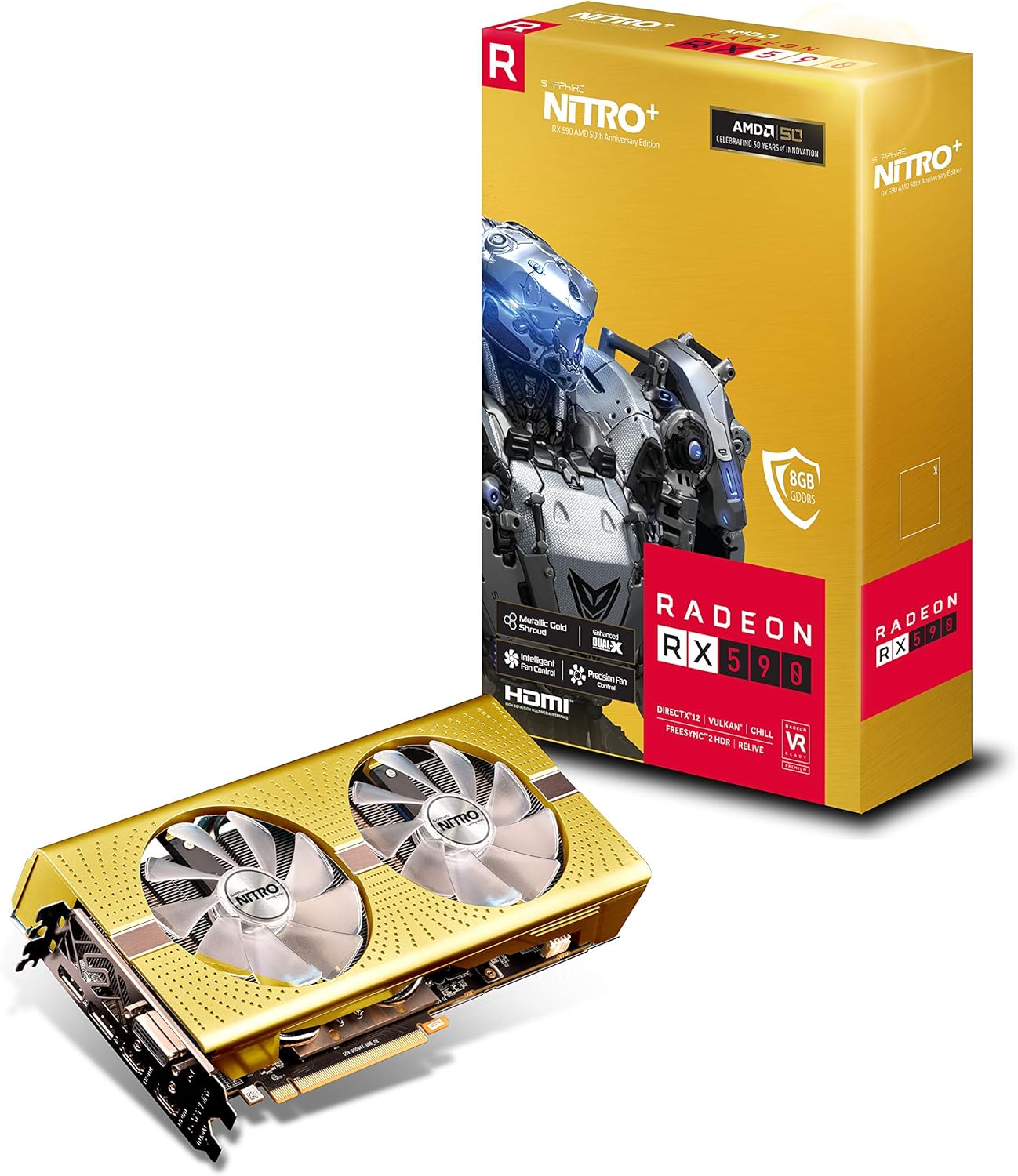 Sapphire Radeon Nitro + RX 590 8 GB GDDR5 Dual HDMI/ DVI-D/ Dual DP OC ...