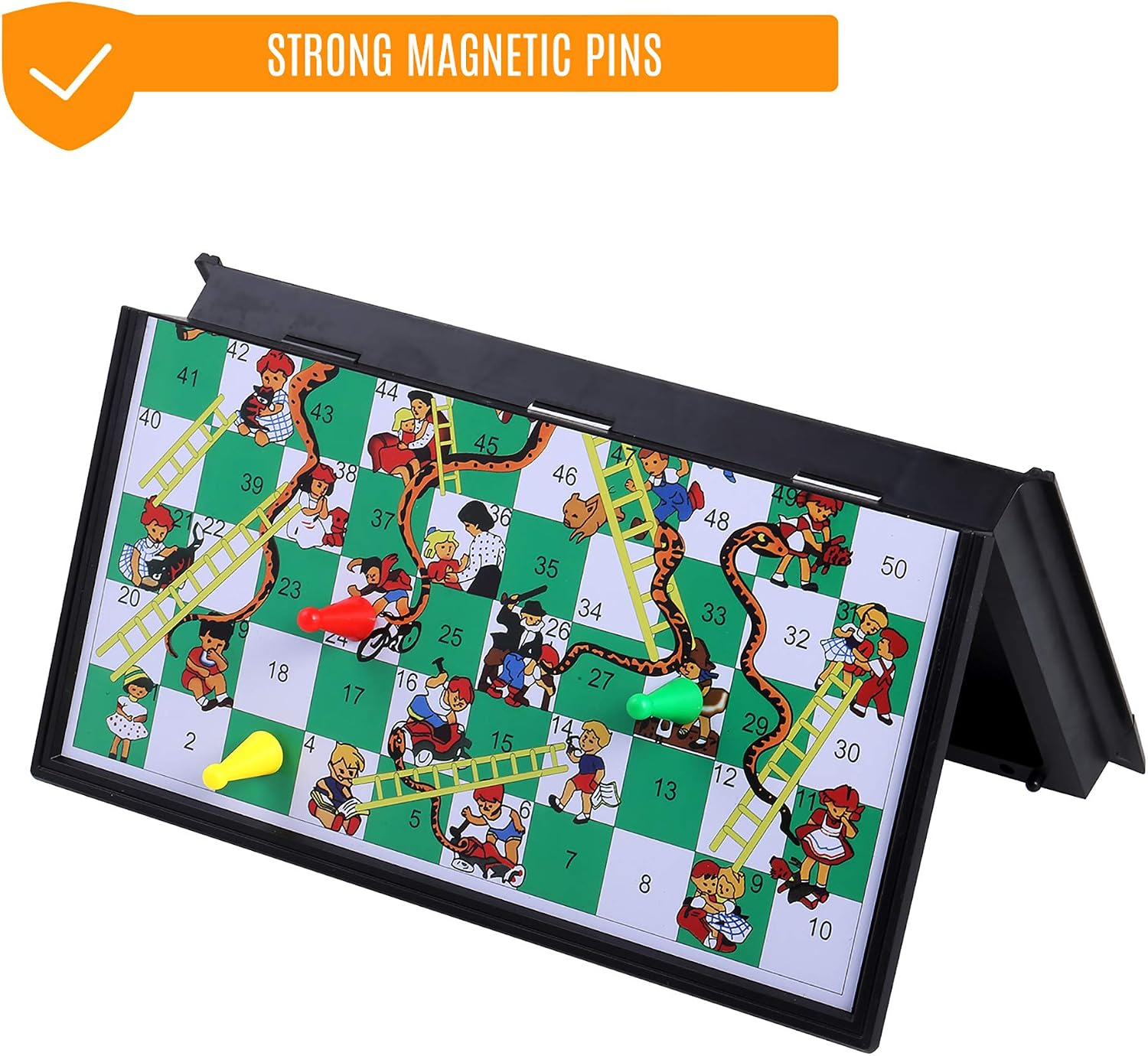 KingMade Magnetic Snakes and Ladders Game Set – Portable with Built-in ...