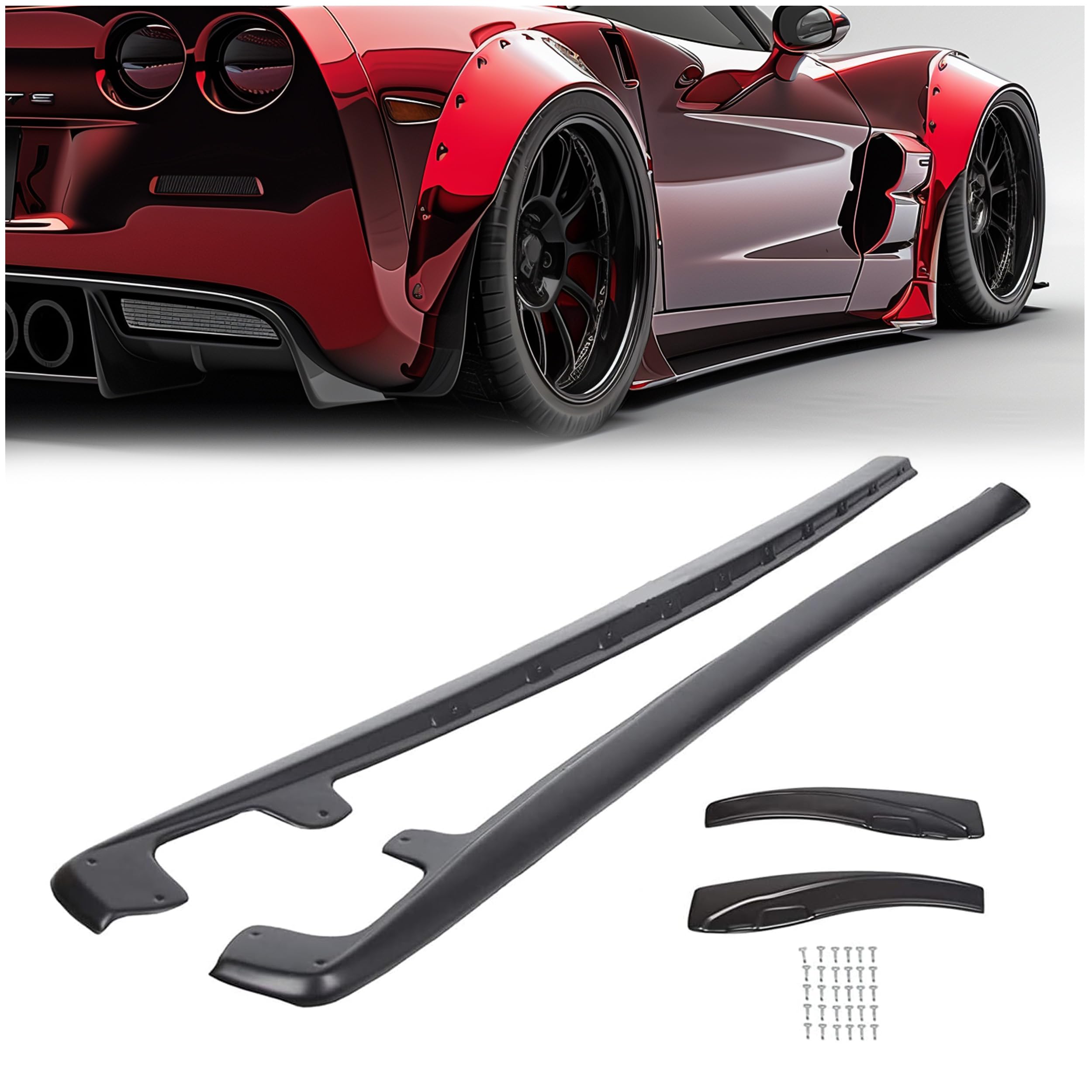 ECOTRIC Side Skirts Rocker Panels Guard Pair ZR1 Style Compatible with ...
