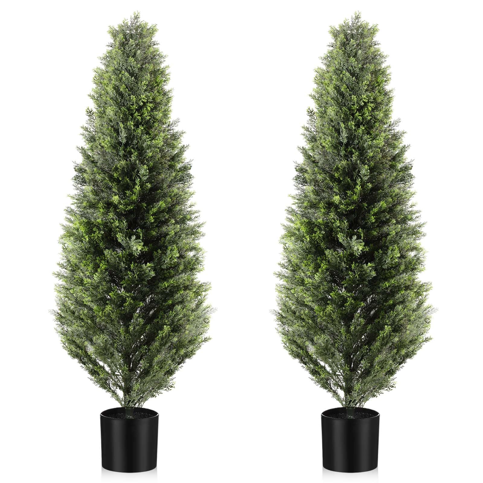 Riceshoot 2 Pcs 5ft Artificial Cedar Topiary Trees for Outdoor ...