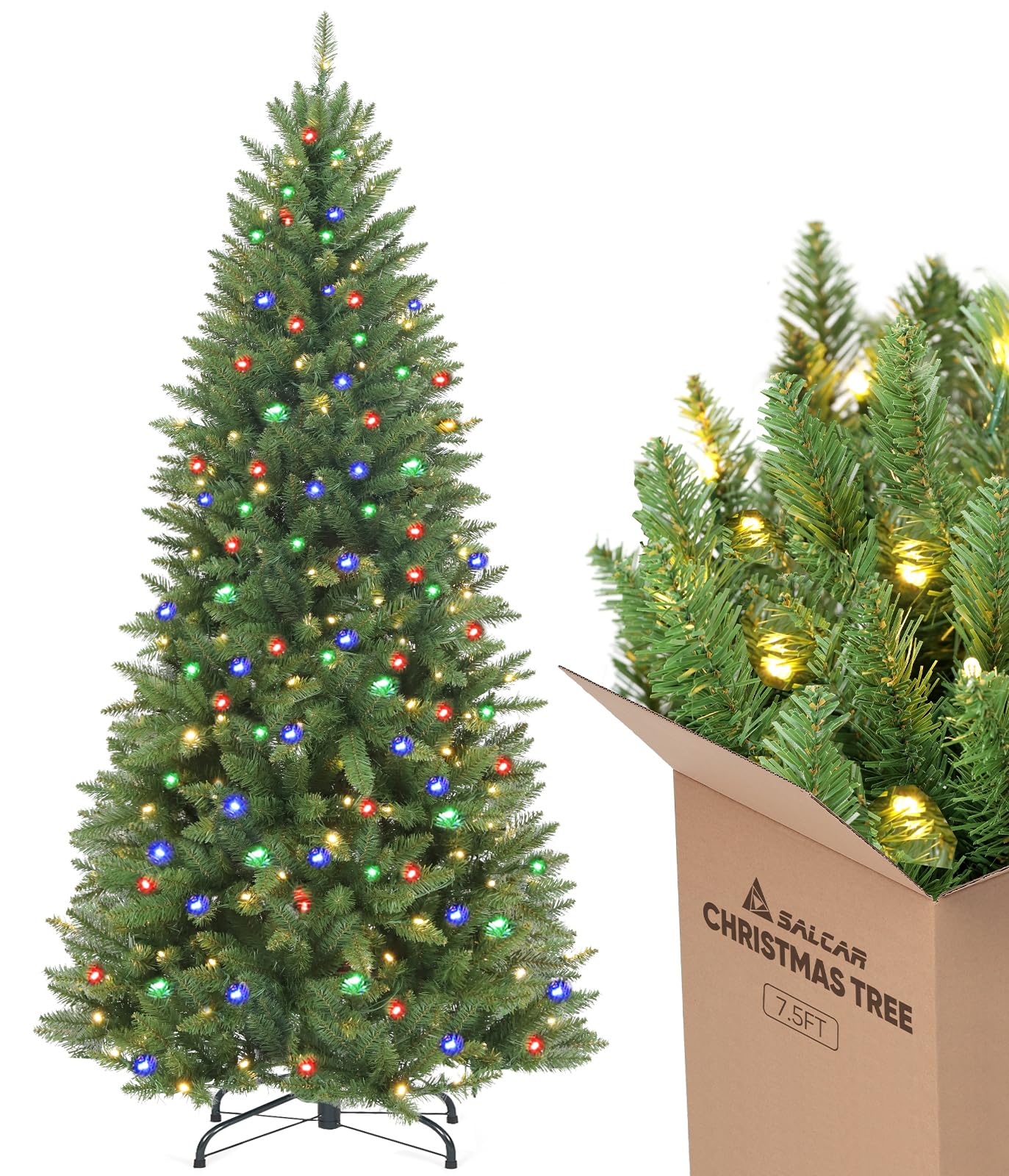 Christmas Tree with Slim Design,Prelit Christmas Tree with 1200 ...