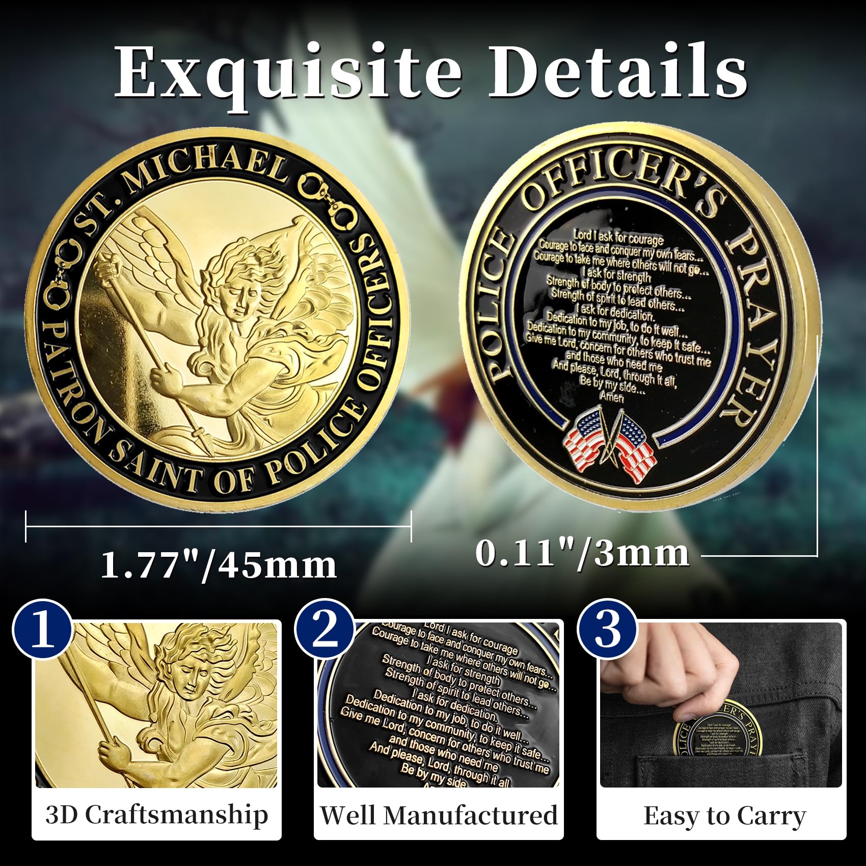 Mua Police Officer Prayer Coin St. Michael Patron Saint Law Enforcement ...