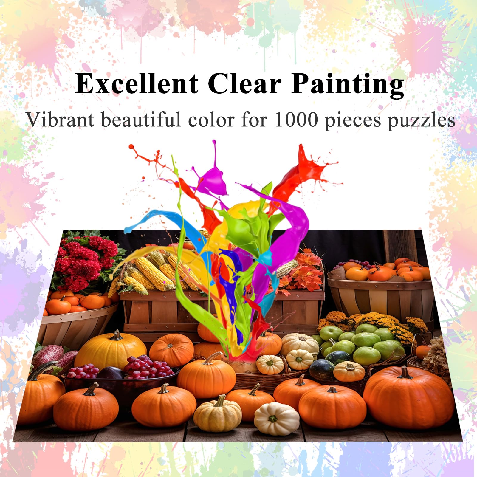 HUADADA Jigsaw Puzzles For Adults 1000 Pieces, Fall Harvest Interlock Perfectly Letter On Back ...