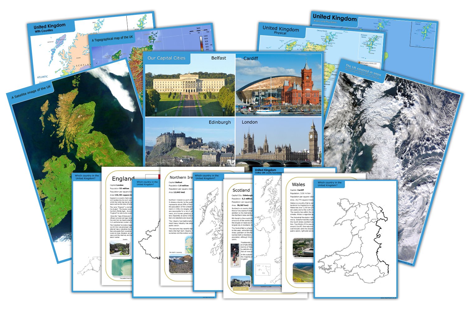 United Kingdom Teach & Display Map Classroom Pack - Geography ...
