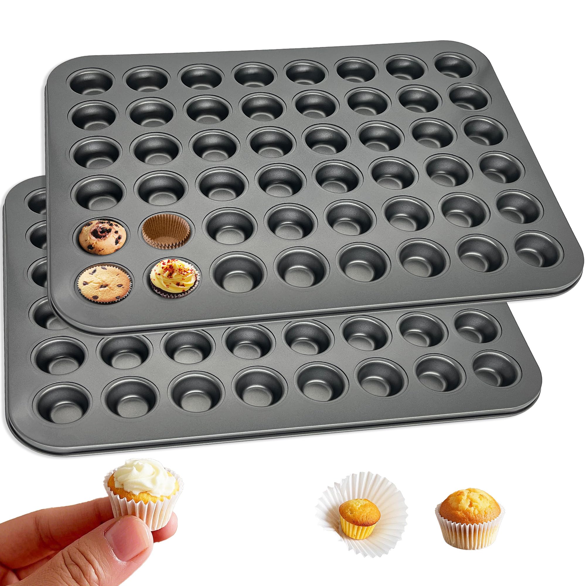 Zepkouel Mini Muffin Pan,Nonstick Small Cupcake Pan,48 Cups Steel ...