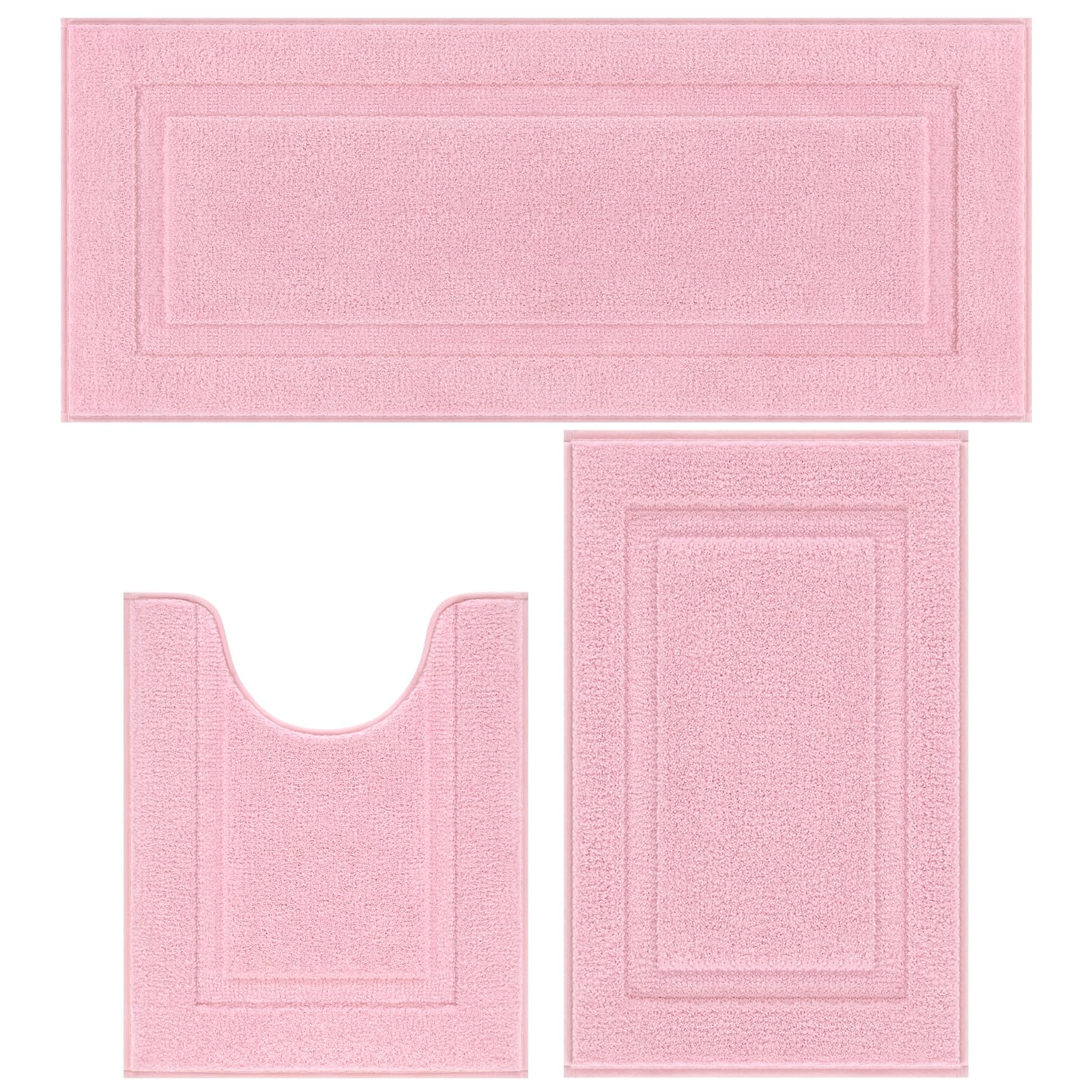 SHACOS Bathroom Runner Rugs Set of 3 Ultra Soft Bath Mats with U Shaped ...