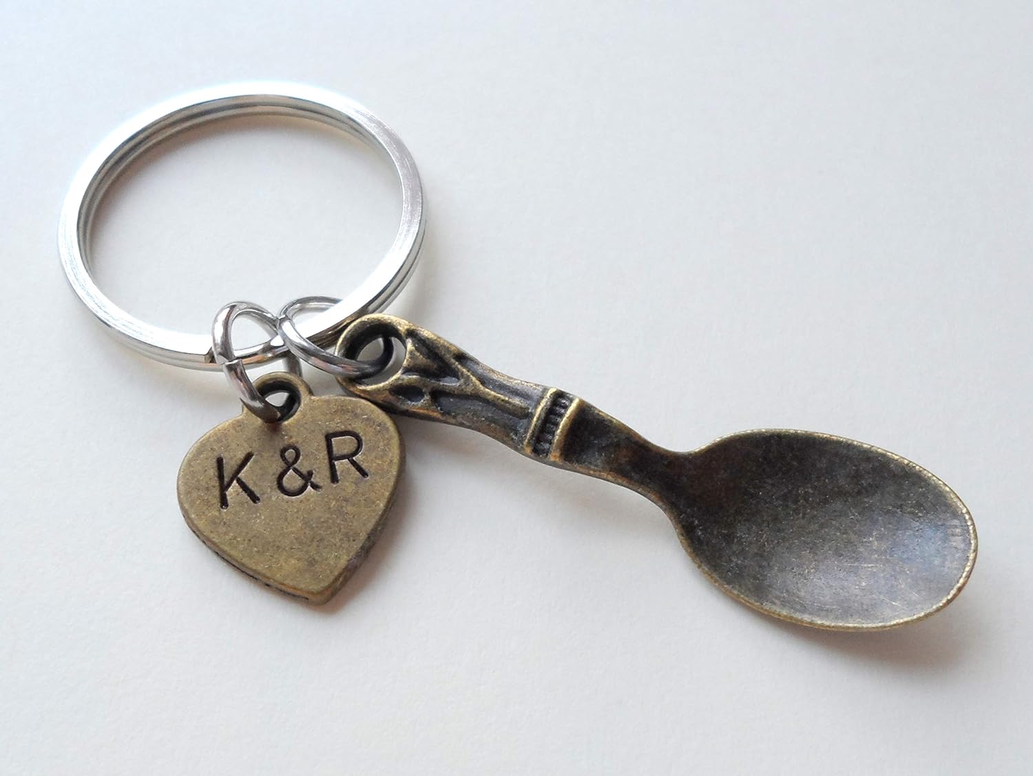 Amazon.com: Custom Bronze Spoon Keychain with Hand Stamped Tag for ...