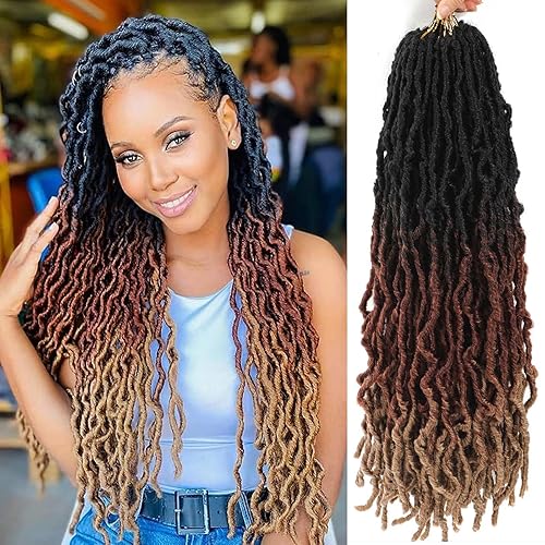Faux Locs Crochet Hair 18 Inch 7 Packs Ombre Crochet Hair Soft Locs Pre ...