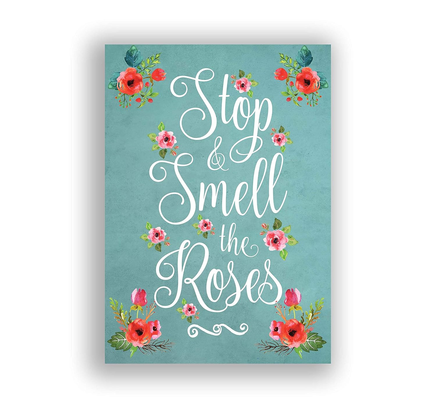 Stop and Smell The Roses Floral Nursery Quote Print Wall Art for Girls ...