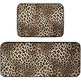Amazon.com: CaTaKu Leopard Print Kitchen Rugs Sets of 2 Non Slip ...