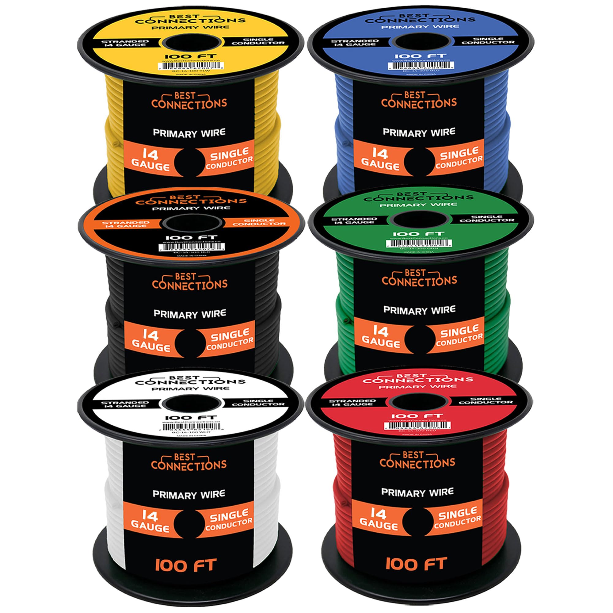 Best Connections 14 Gauge Automotive Primary Wire (100ft Each 6 Color ...