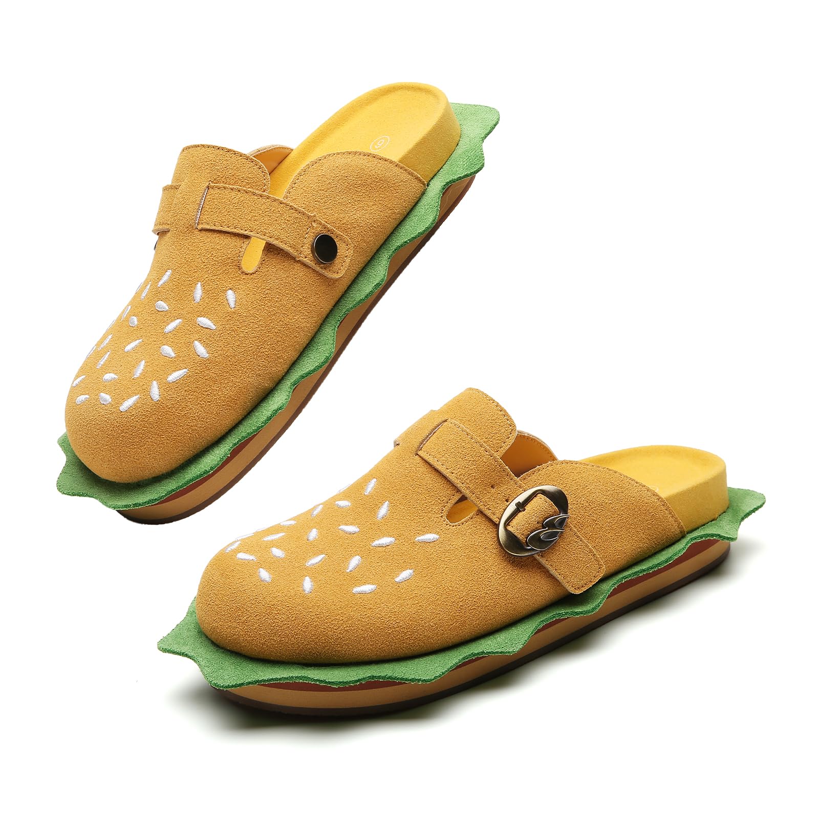 CicoMuin Burger Brown Clogs for Womens Suede Mules Cork Footbed Sandals ...