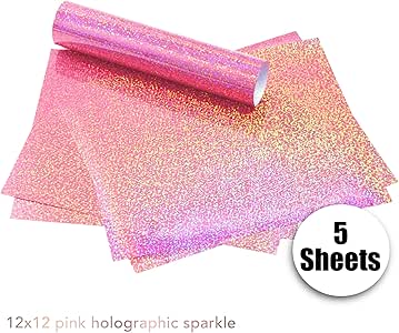 Amazon.com: Pink Holographic Sparkle Vinyl, 12"x12" Sheets, Pink ...