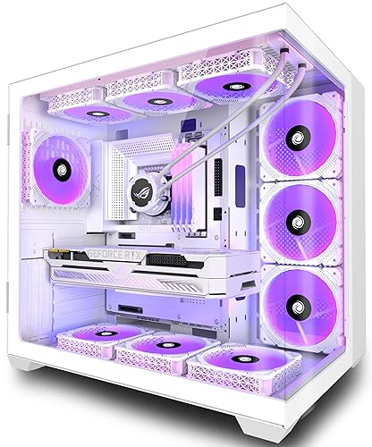 ANSAITE PC CASE ATX 9 PWM ARGB Fans Pre-Installed, Mid-Tower Gaming PC ...