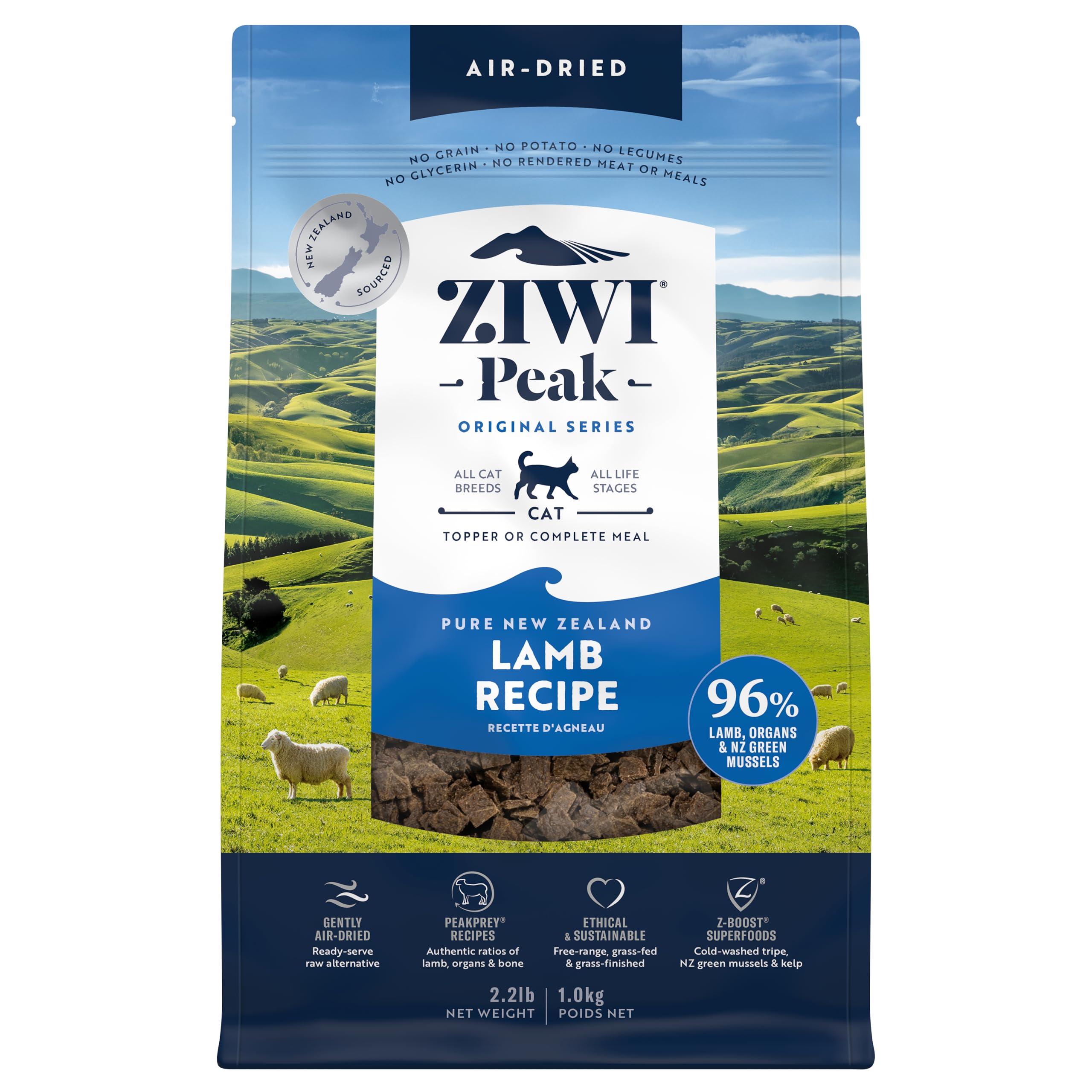 ZIWI Peak Air-Dried Cat Food – Lamb - All Natural, High Protein, Grain Free, Limited Ingredient ...