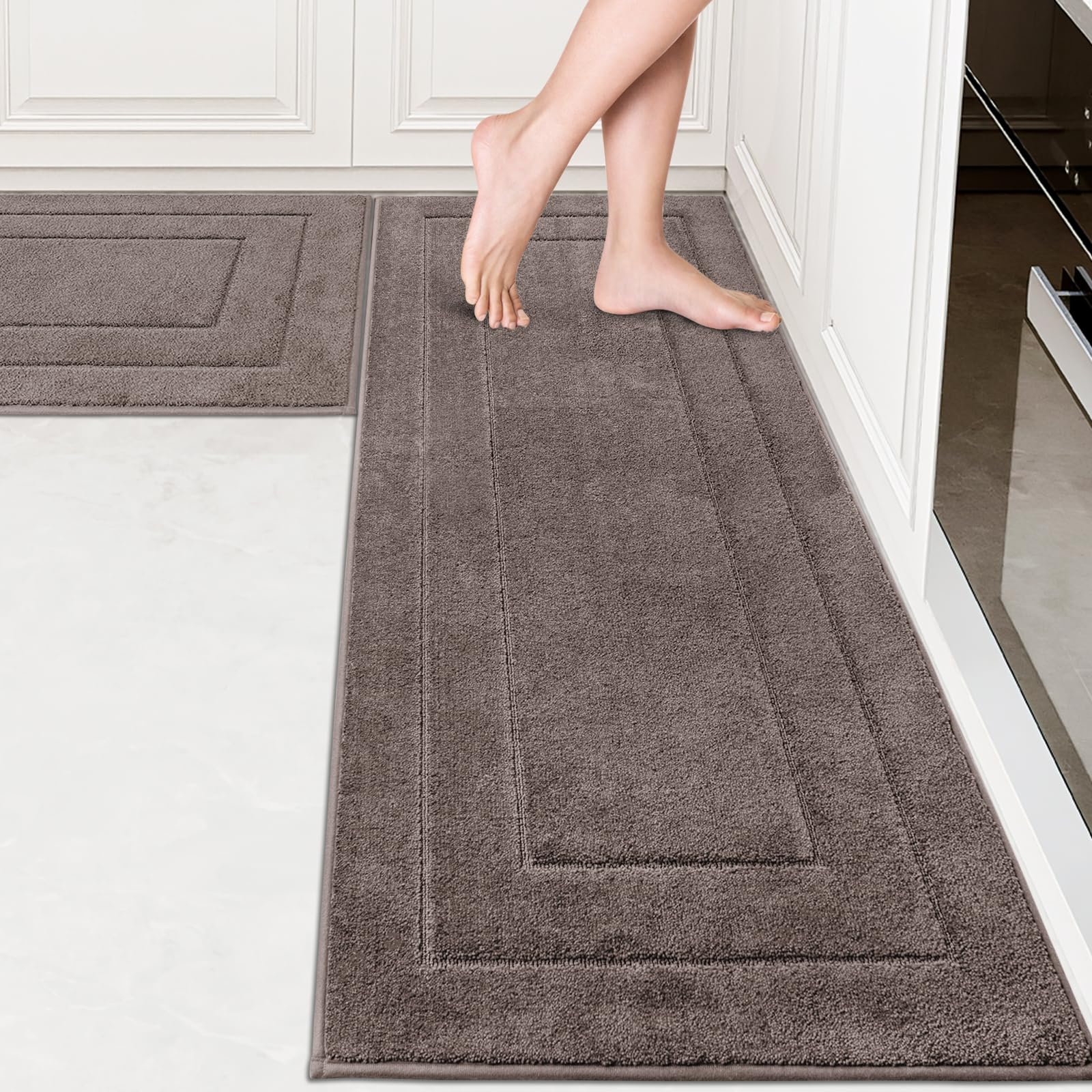 PURRUGS Machine Washable Kitchen Rug Set of 2, Non-Slip/Skid Kitchen ...