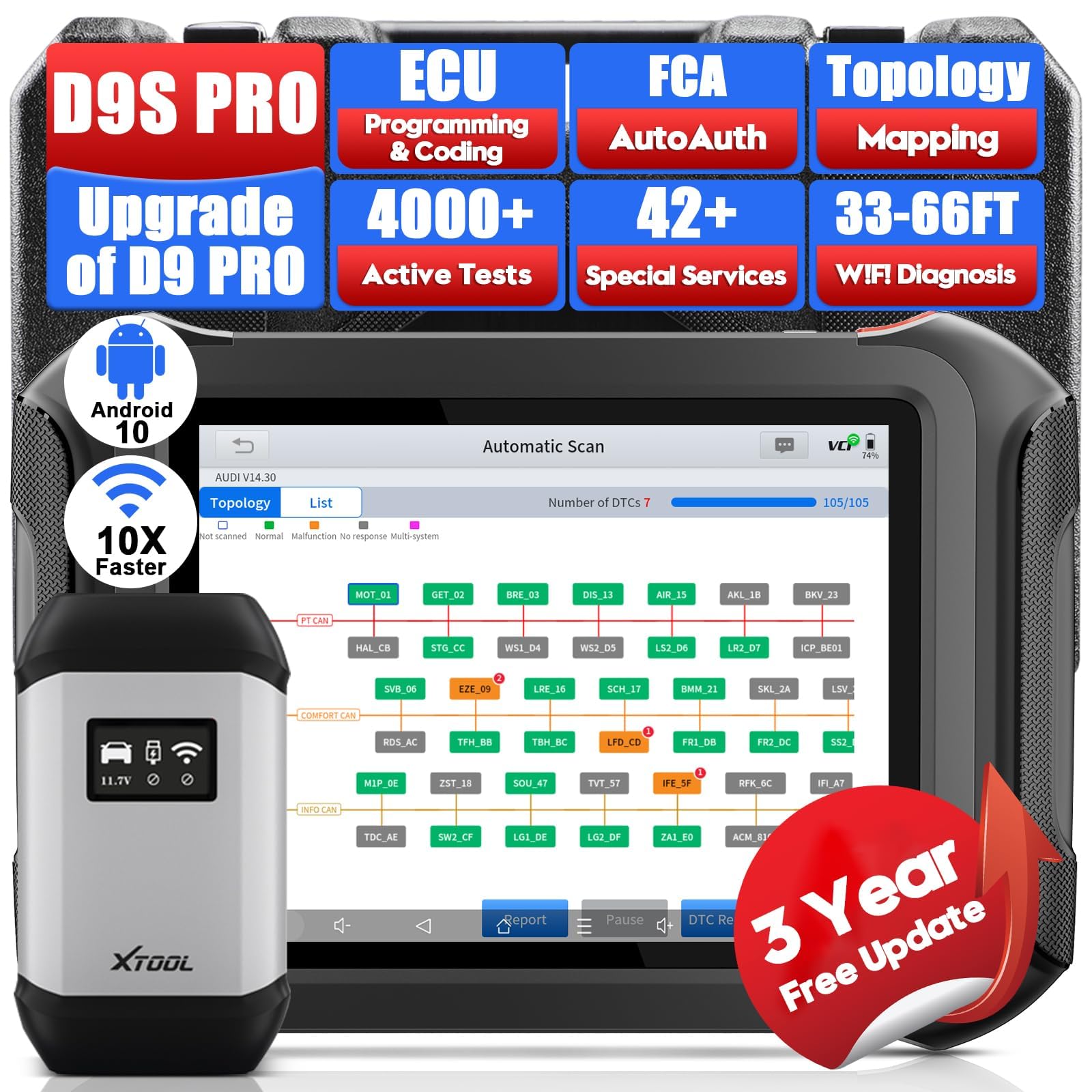 Mua XTOOL D9S PRO Automotive Scan Tool: 2024 Upgraded V2.0 Ver with FCA ...