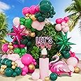 Amazon.com: Tropical Flamingo Balloons Garland Arch Kit, Hot Pink Green Macaron Pink Gold ...
