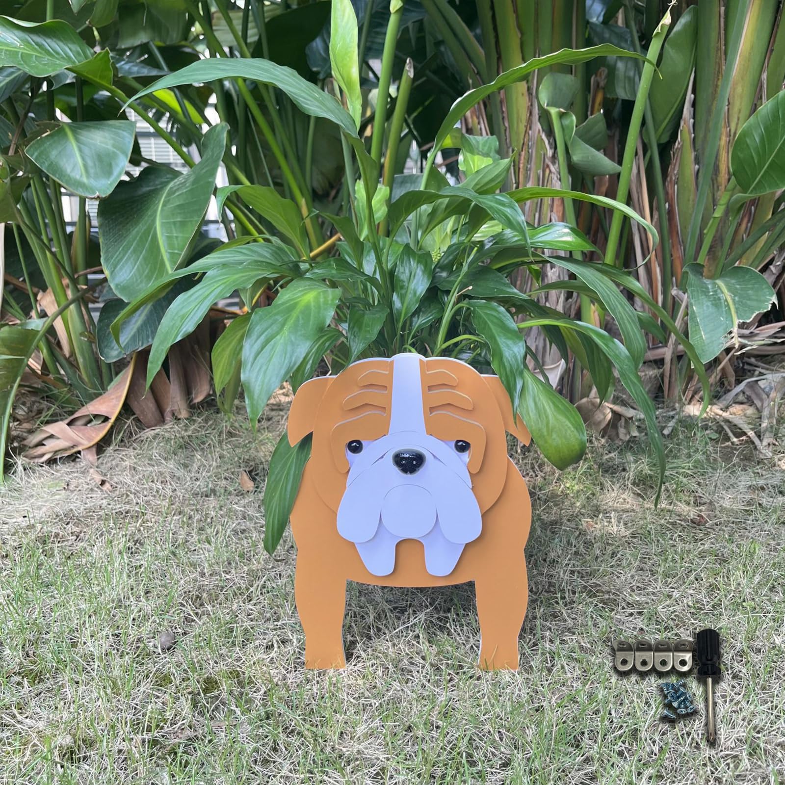 Light Of The City Dog Planter Animal Planter English Bulldog Brown ...