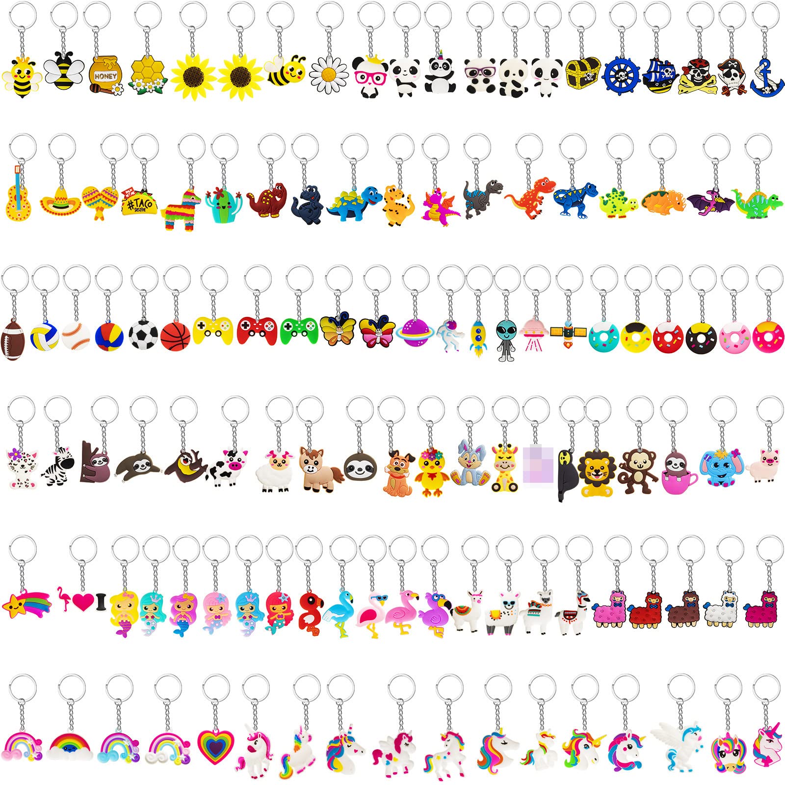 Highergo 120 Pieces Cute Keychain bulk keychains, Party Favors ...