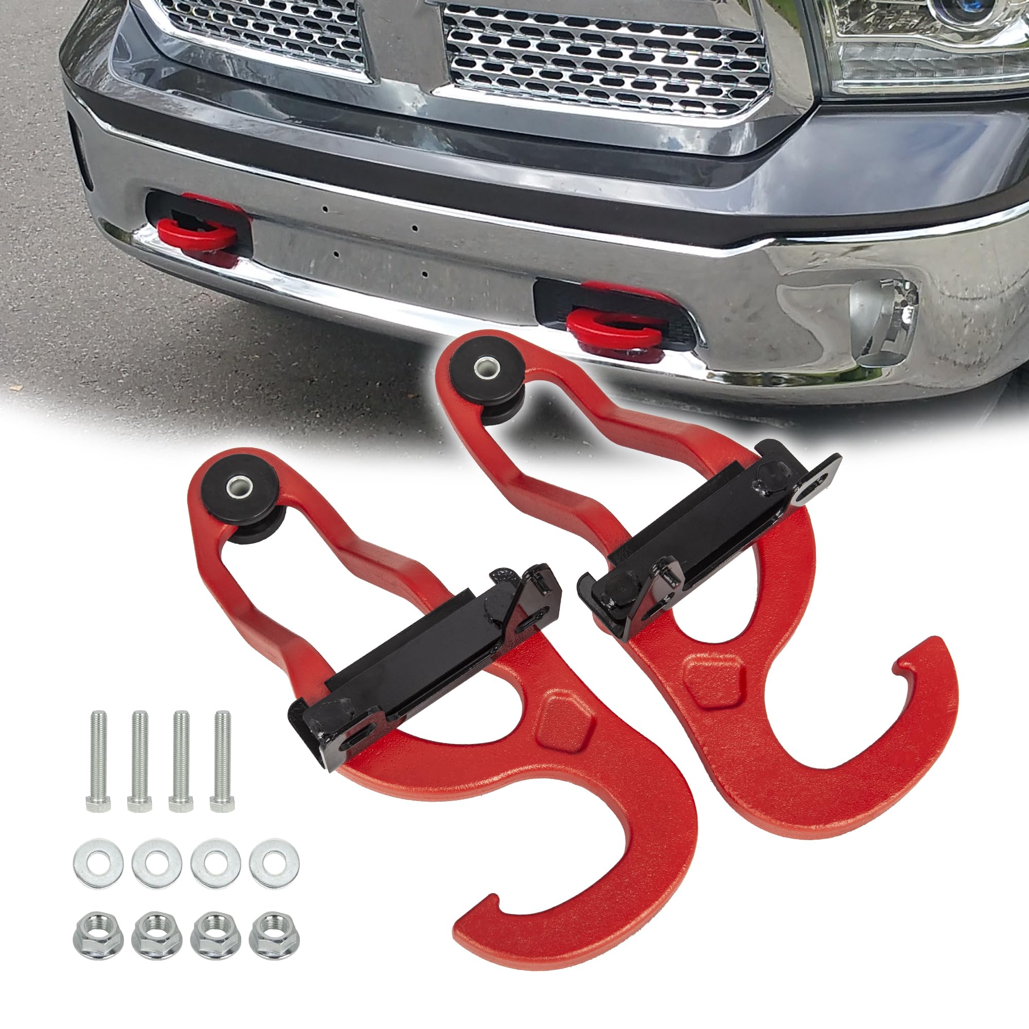 Phamyor Heavy Duty Front Tow Hooks Compatible with 2009-2024 Dodge Ram ...
