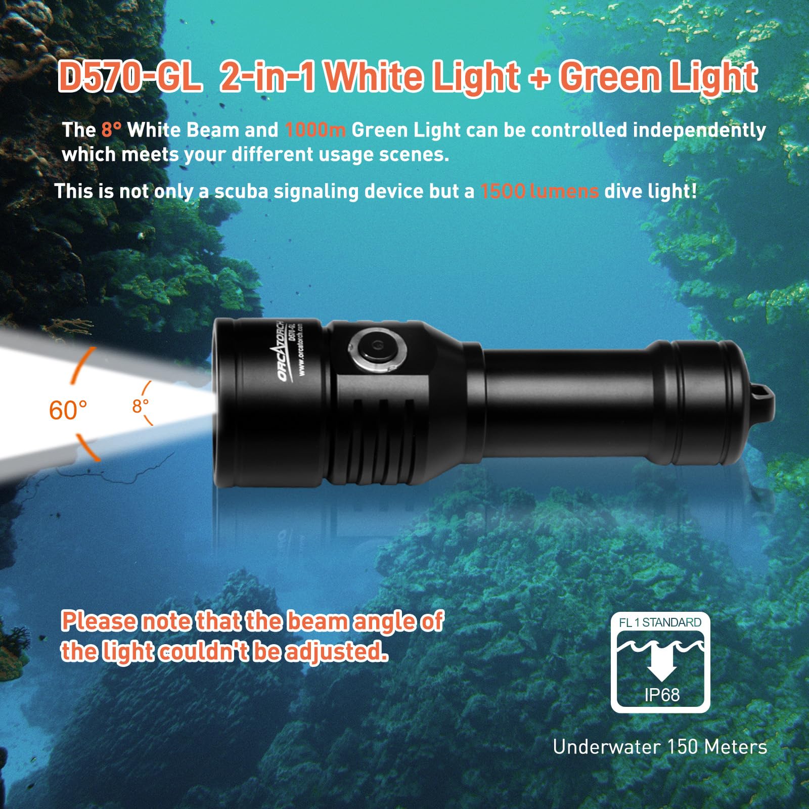 Mua D570-GL 2-in-1 Scuba Diving Signal Light 1500 Lumen Underwater ...