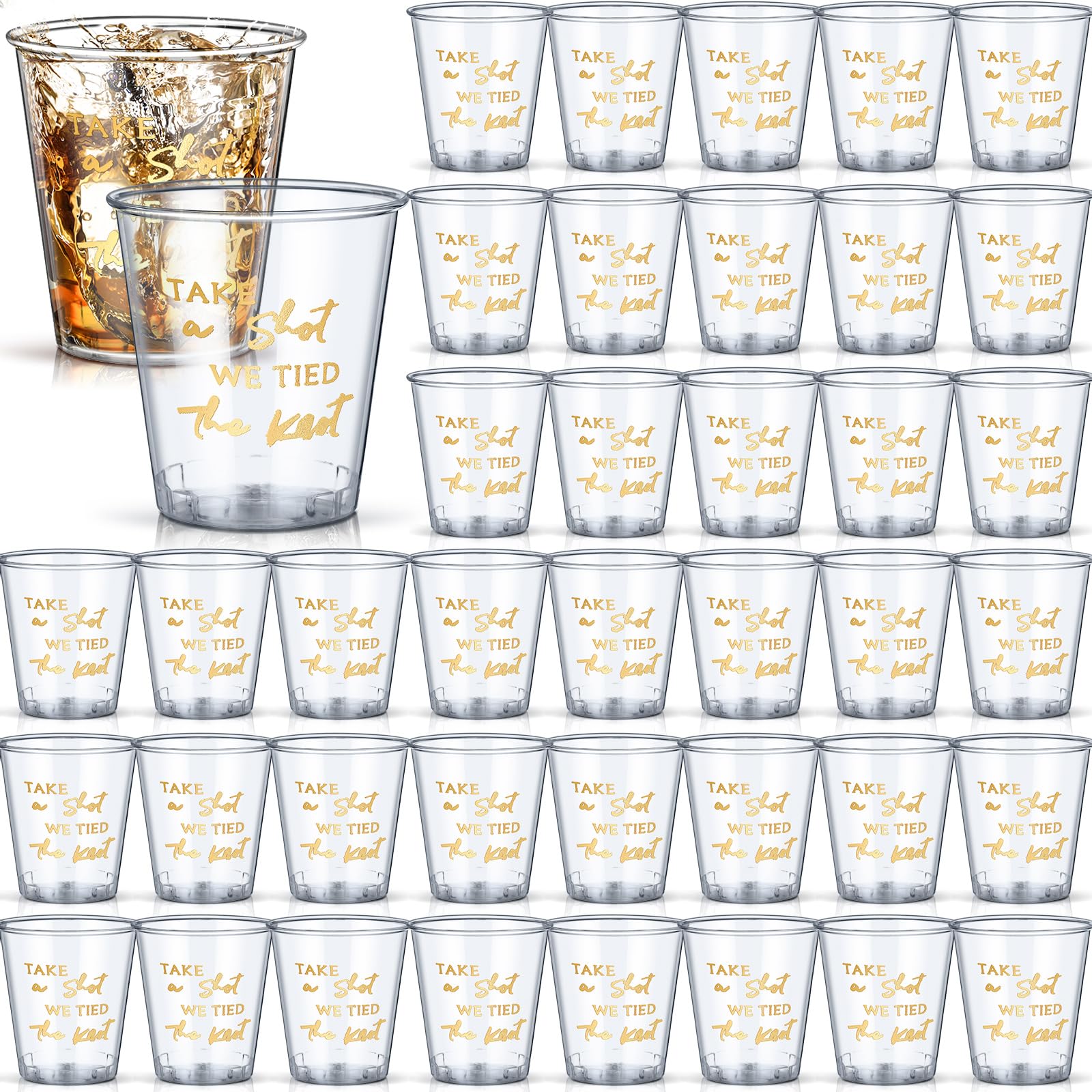 Domensi 200 Pieces Plastic Shot Clear Glasses 2 oz Take a Shot We Tied ...
