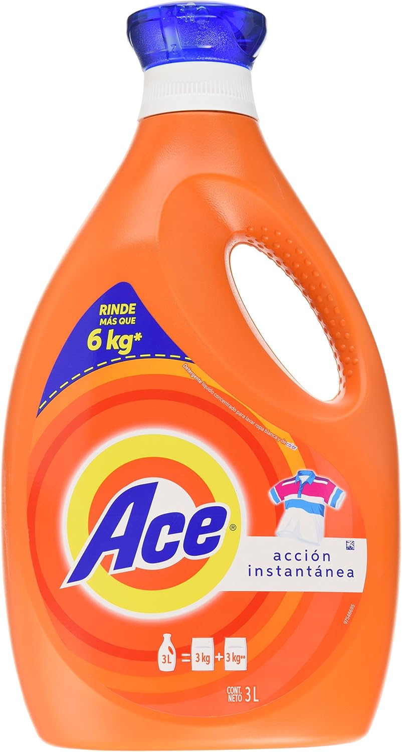 Ace Detergente Líquido Concentrado 3 L: Amazon.com.mx: Salud, Belleza y ...
