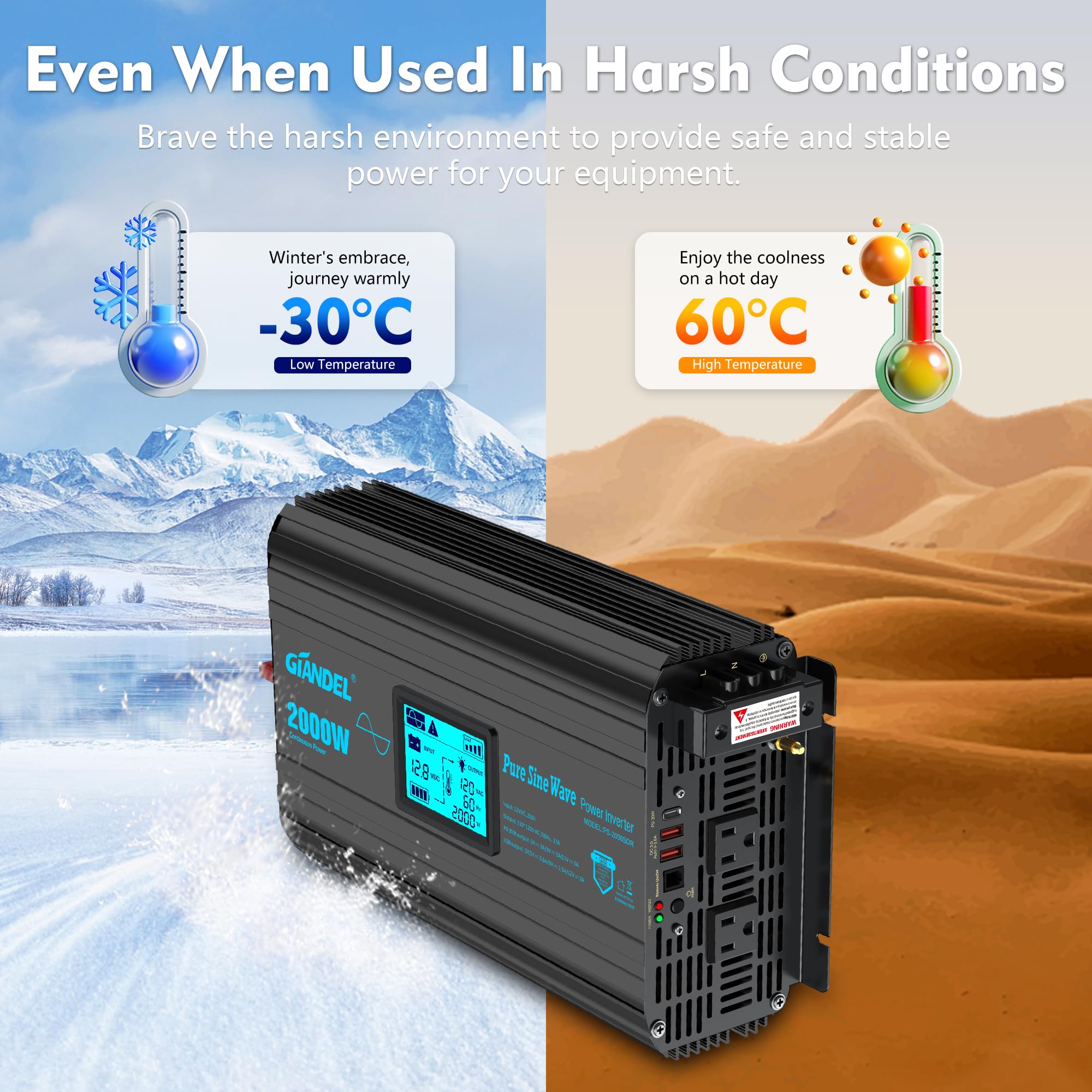 Mua 2000 Watt Pure Sine Wave Power Inverter 2000W 12V DC to 120 V AC ...