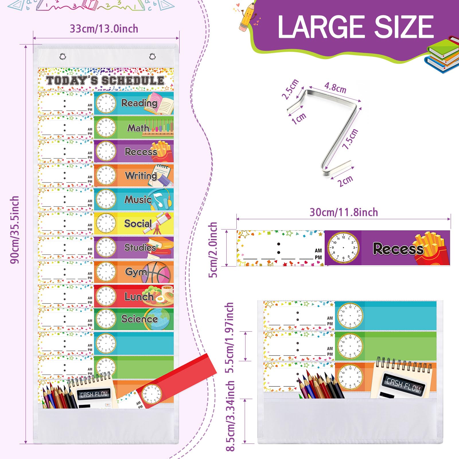 Mua PerKoop 1 Set Today's Schedule Pocket Chart Confetti Class Pocket ...