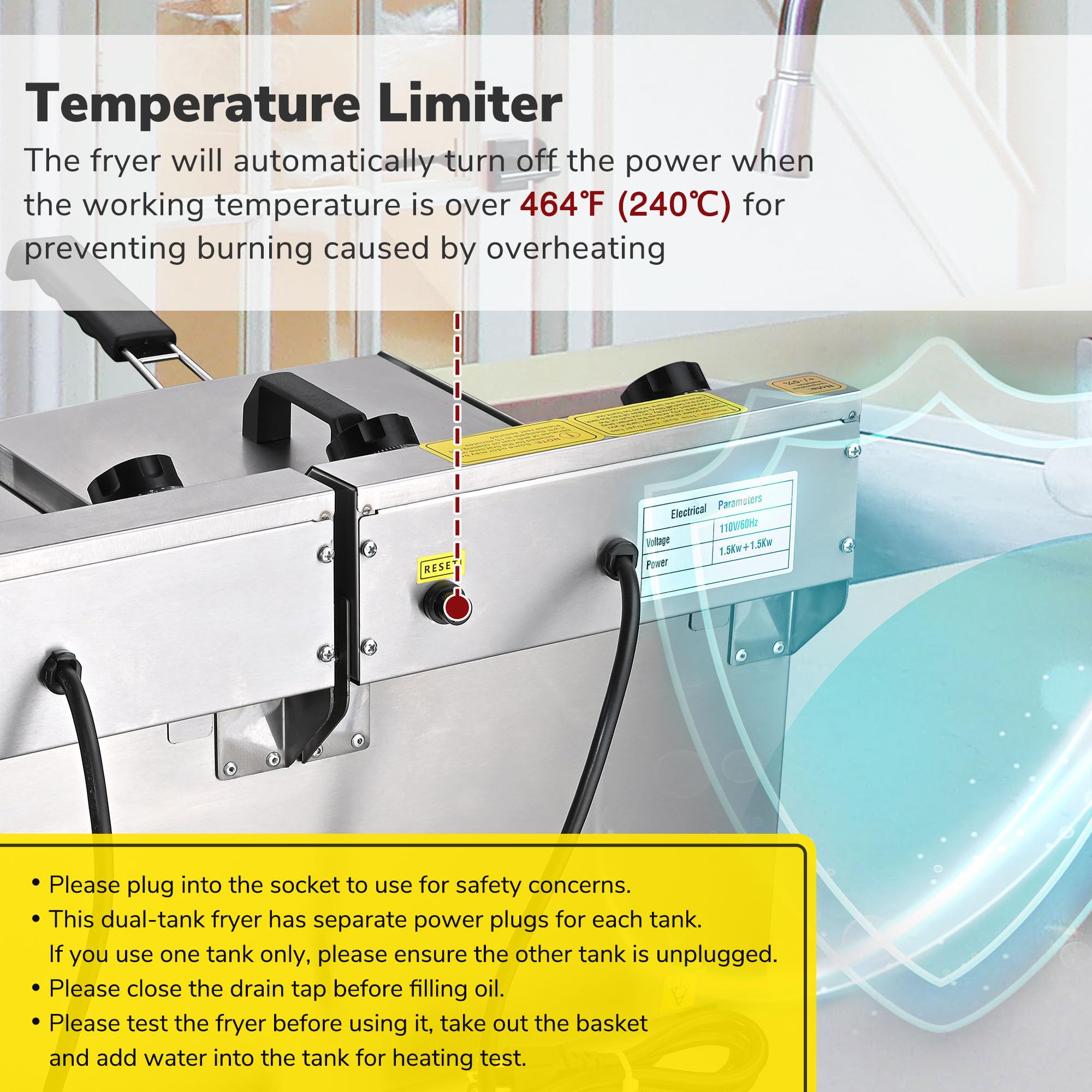 WeChef 23.4L Commercial Electric Deep Fryer Countertop Stainless Steel ...