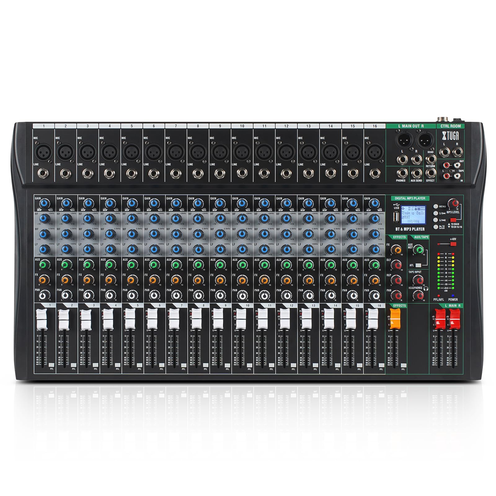 XTUGA 160CT 16 Channel Mixer for PC Recording Sound Controller Audio Interface with Digital ...
