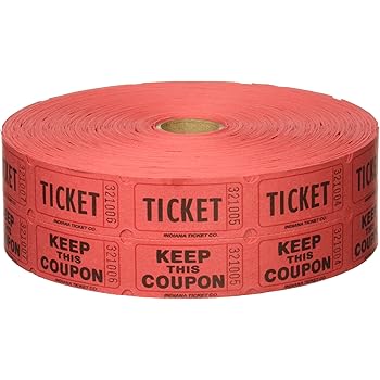 Amazon.com : Two (2) Rolls of Two-part Red Double Roll Raffle Tickets ...