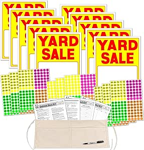 Amazon.com: Yard Sale Sign Kit with Pricing Stickers and Change Apron ...