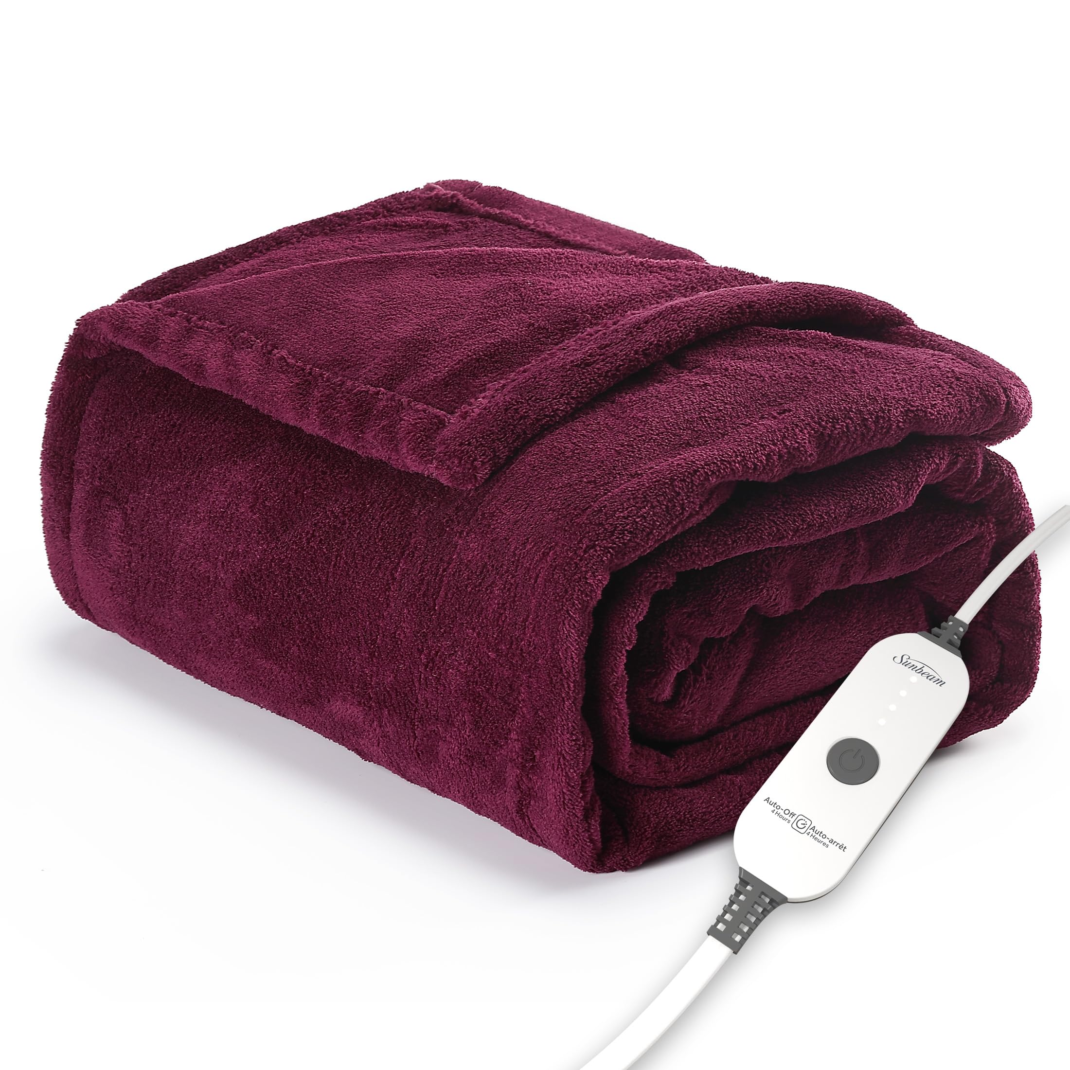 Sunbeam Royal Luxe Cabernet Heated Personal Throw / Blanket, Cozy-Warm ...
