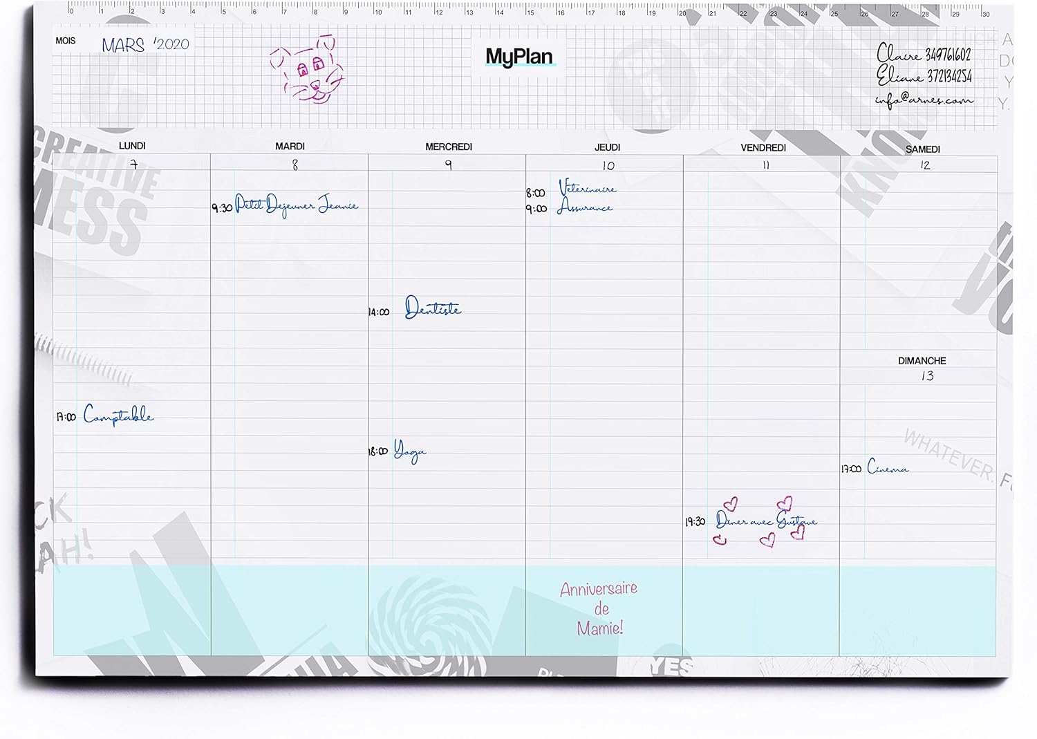 Weekly Table Planner – Detachable Perpetual Calendar A4 – Todo List ...