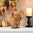 Amazon.com: Glitzhome 10" H Thanksgiving Turkey Figurines Thanksgiving ...