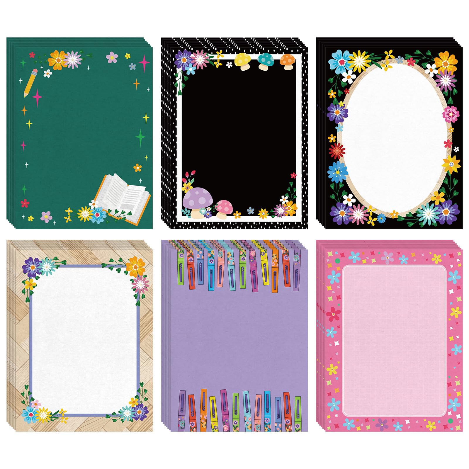 Crtiin 120 Sheets Stationery Paper Decorative Printer Paper 8.5 x 11 ...