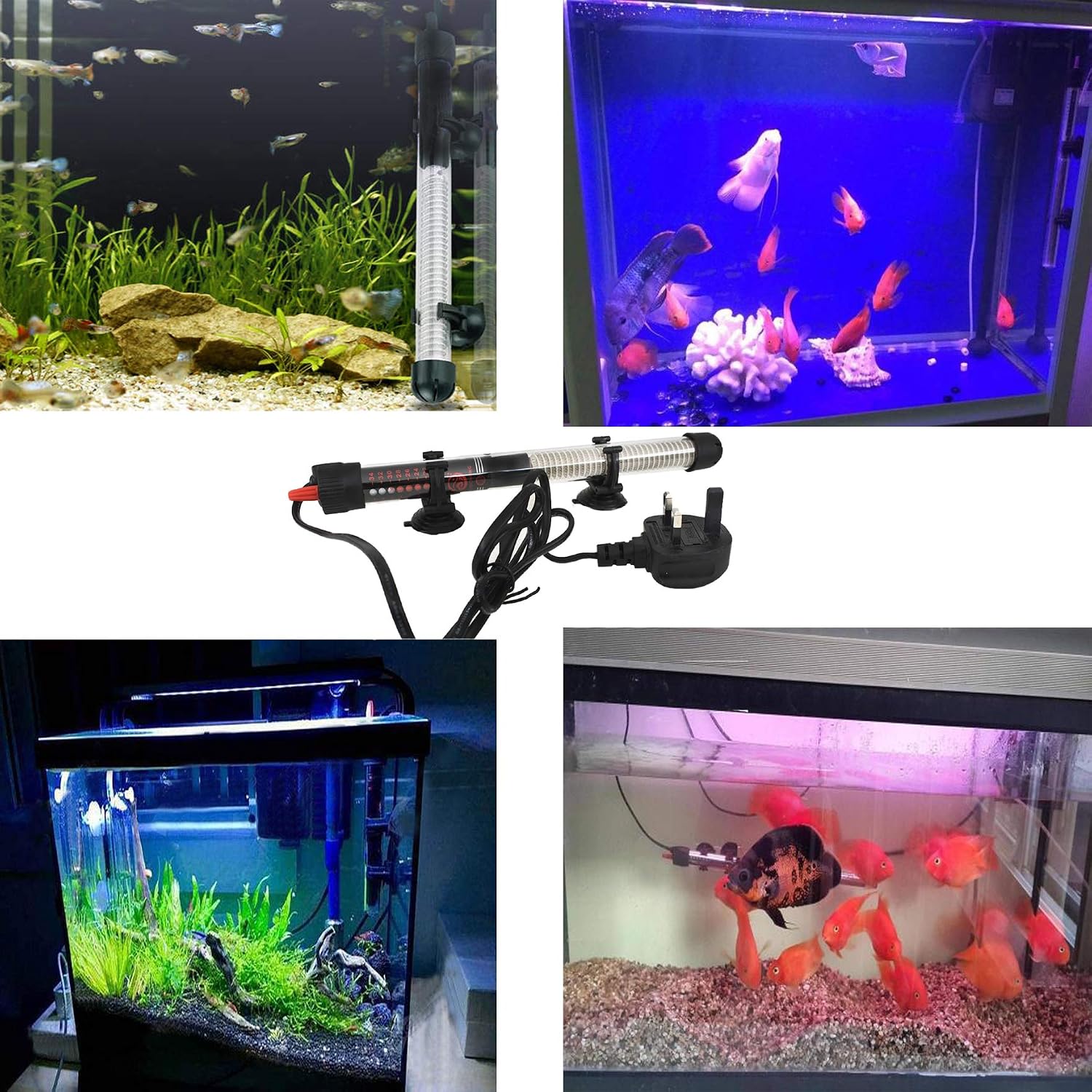 AISENPARTS 25-300W Tropical Heat Quartz Aquarium Fish Tank Heating Rod ...