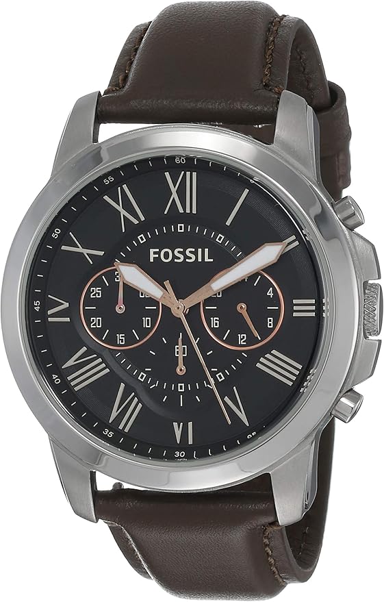 FOSSIL Homme Chronographe Quartz Montre avec Bracelet en Cuir FS4813 ...