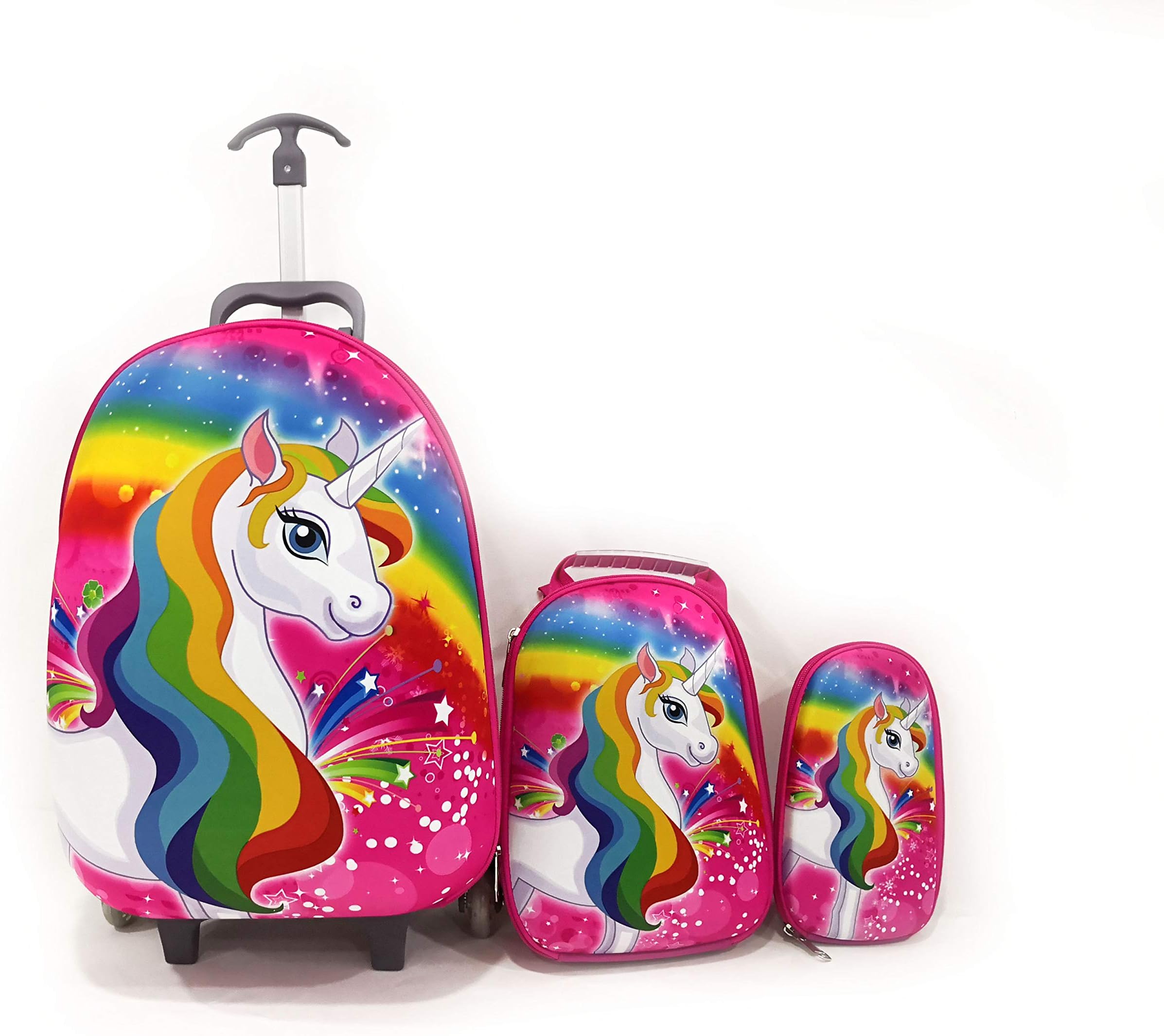 Kids Unicorn School Trolley Rolling Travel Bag Set Of 3 17inch 3 Kids Unicorn School Trolley Rolling Travel Bag Set Of 3 17inch 3