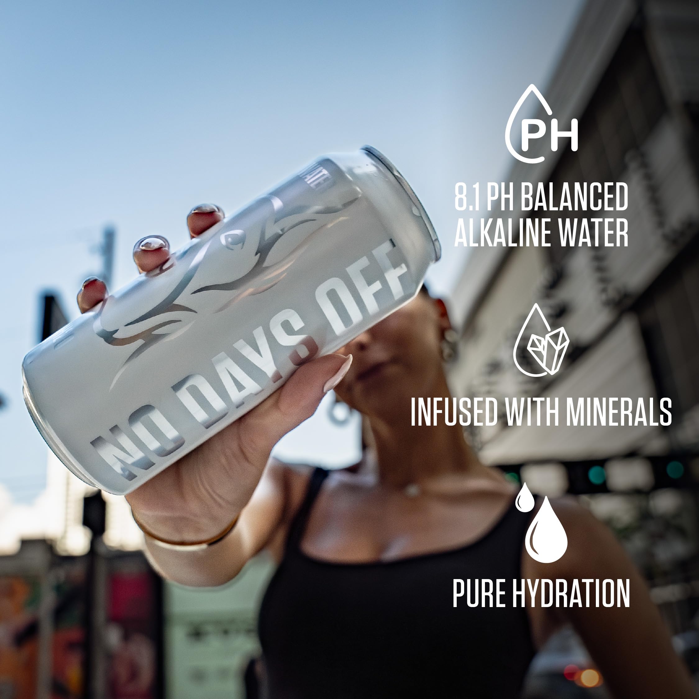 Mua NO DAYS OFF Premium Water - 12 Pack, 16 fl oz, Still - 8.1pH Alkaline Ultra-Purified Reverse ...