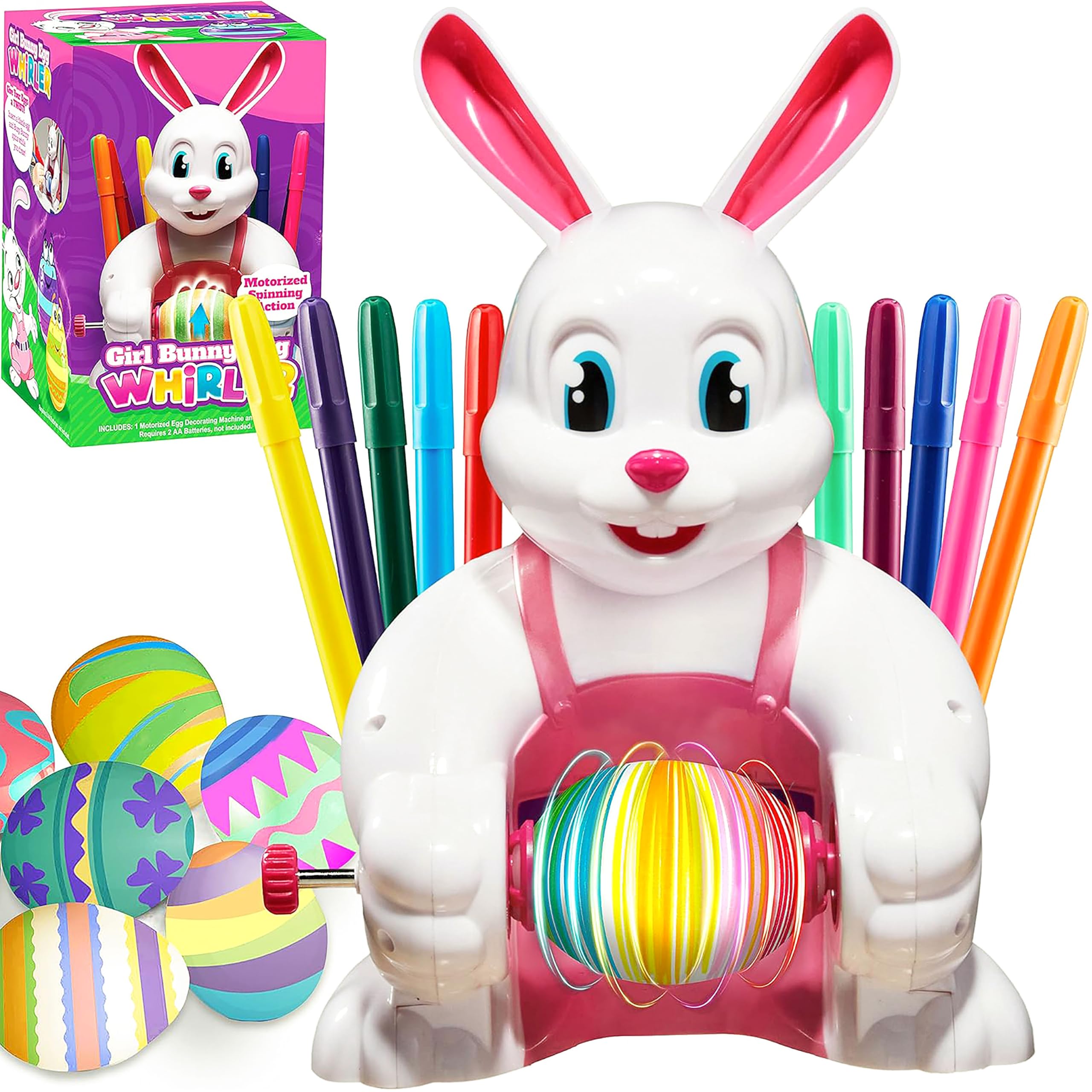 JOYIN Motorized Easter Egg Decorator Kit Spinner Easter Busy Pink Bunny ...