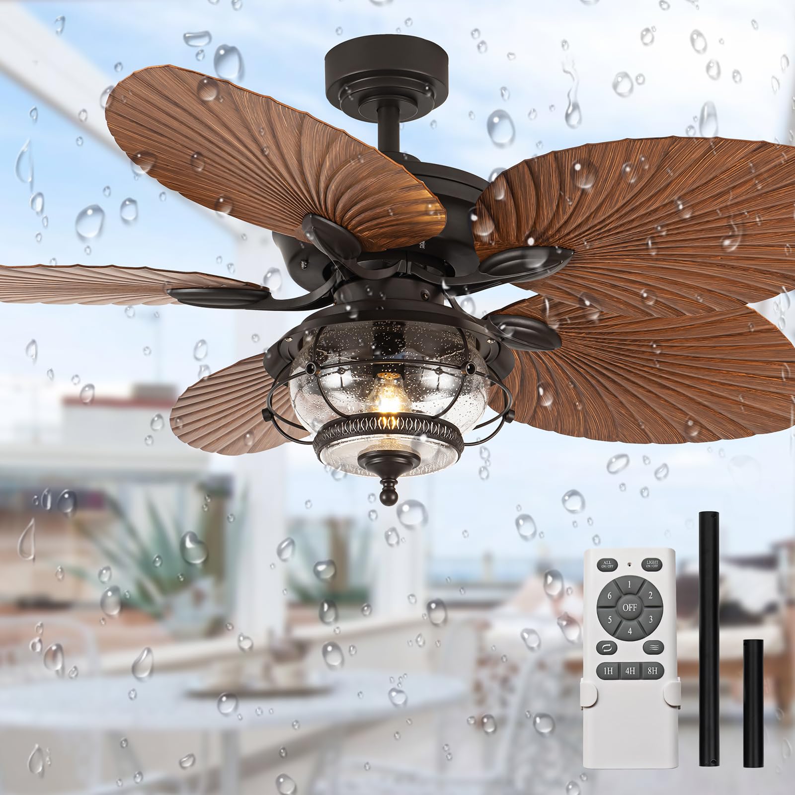 Mua TIFEROR 52" Patio Ceiling Fans with Lights and Remote, IP65 ...