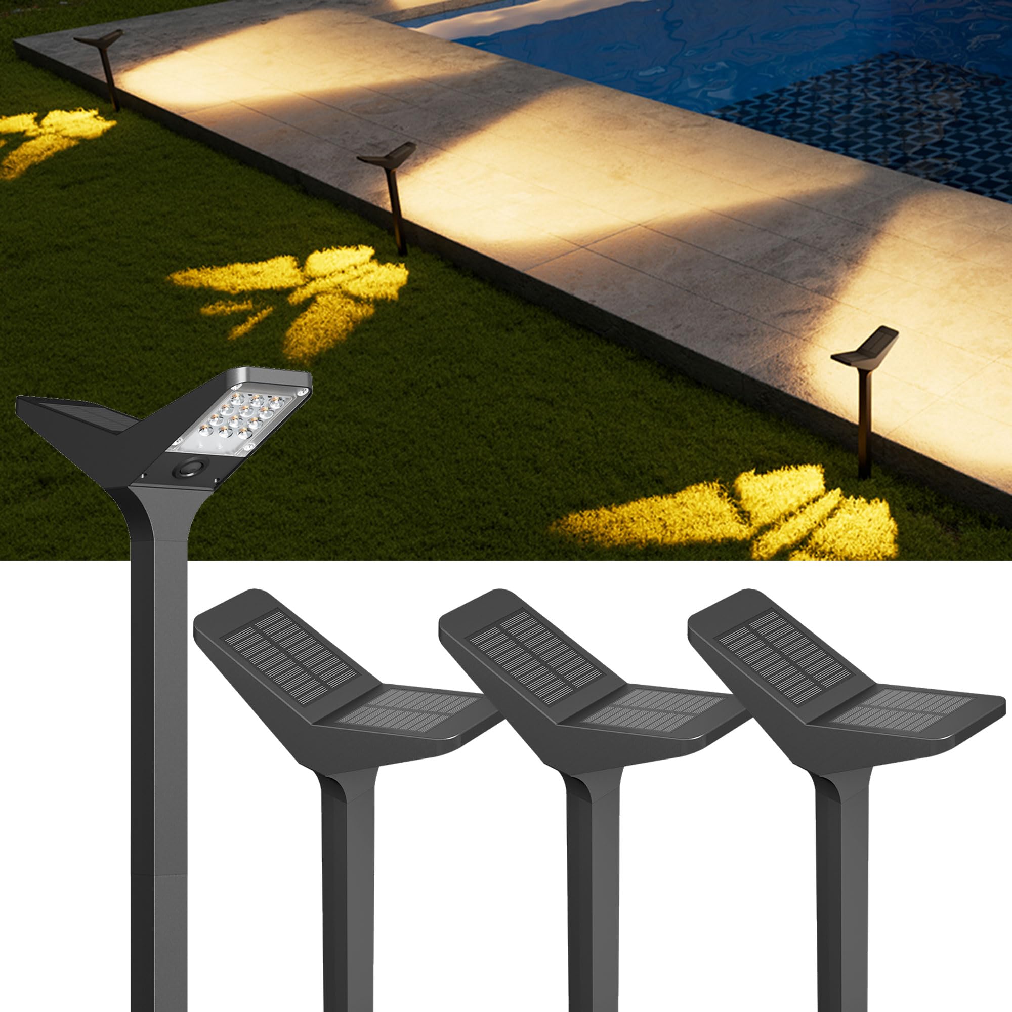 Solar Pathway Lights Outdoor Waterproof, Dual-head tall Solar Lights ...